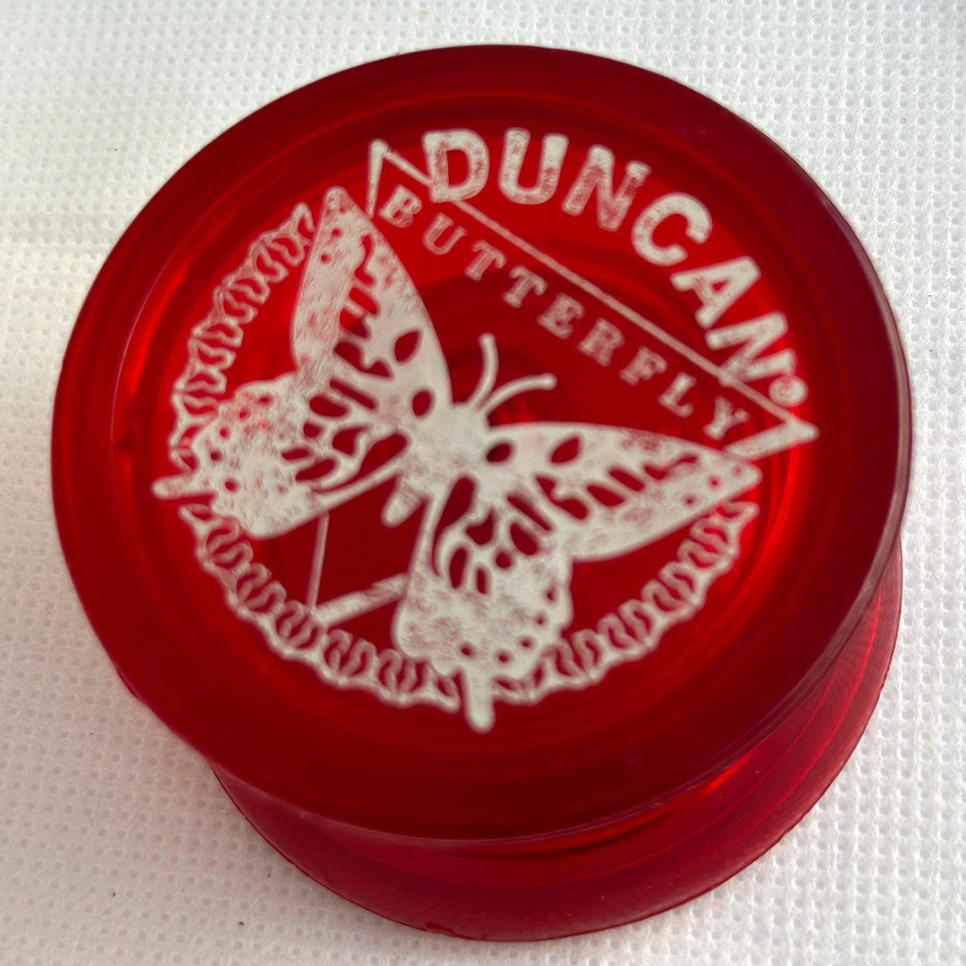 Vintage Duncan Butterfly Yo-Yo - Late 90s Transluscent Red with white ...