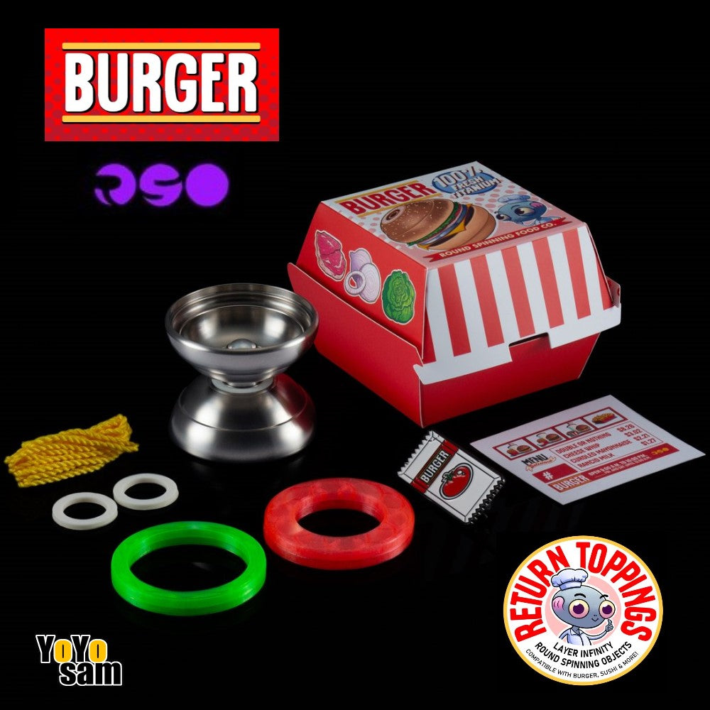RSO Burger YoYo - Round Spinning Objects Titanium with Extras Yo-Yo ...